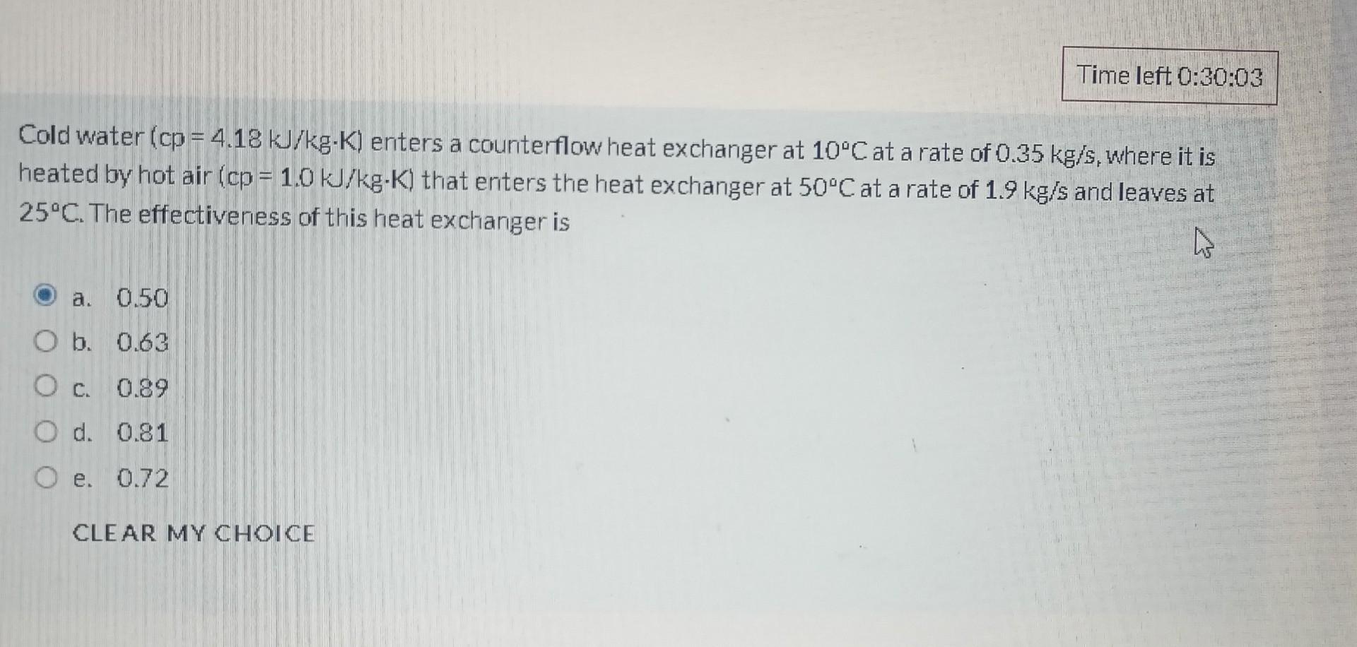 Solved Cold water (cp=4.18 kJ/kg⋅K) enters a counterflow | Chegg.com