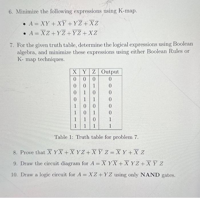 Solved 6. Minimize the following expressions using K-map. - | Chegg.com