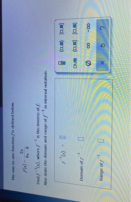 Solved The one-to-one function is defined below. 2x 9r-8 1 1 | Chegg.com