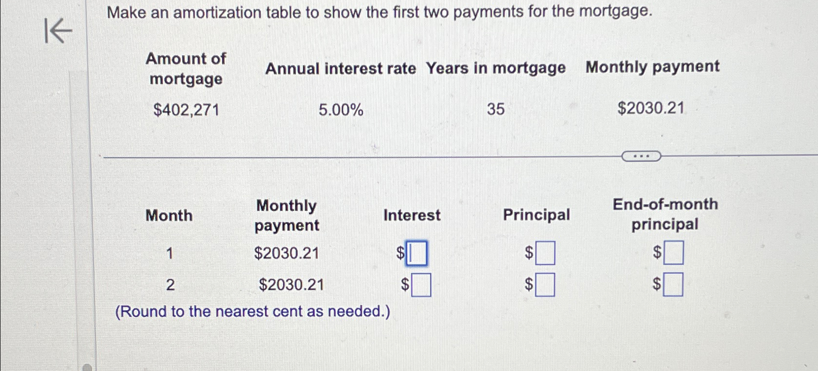 Make an amortization table to show the first two | Chegg.com