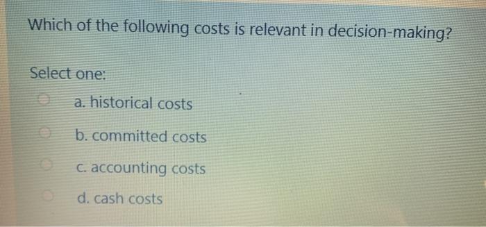 Solved What is an example of a contingency cost? Select one: | Chegg.com