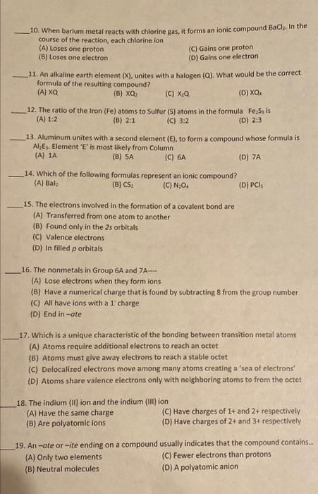 Solved Part One: Multiple Choice-write the letter | Chegg.com