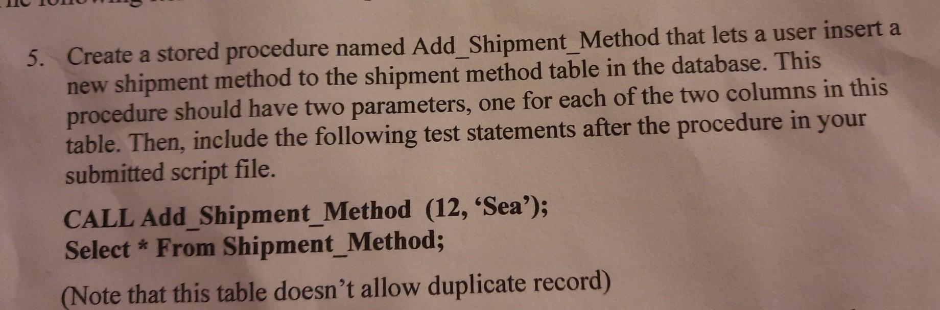 Solved 5. Create a stored procedure named | Chegg.com