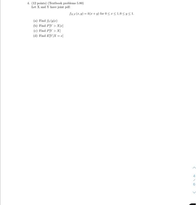 Solved 4. (12 points) (Textbook problems 5.80 ) Let X and Y | Chegg.com