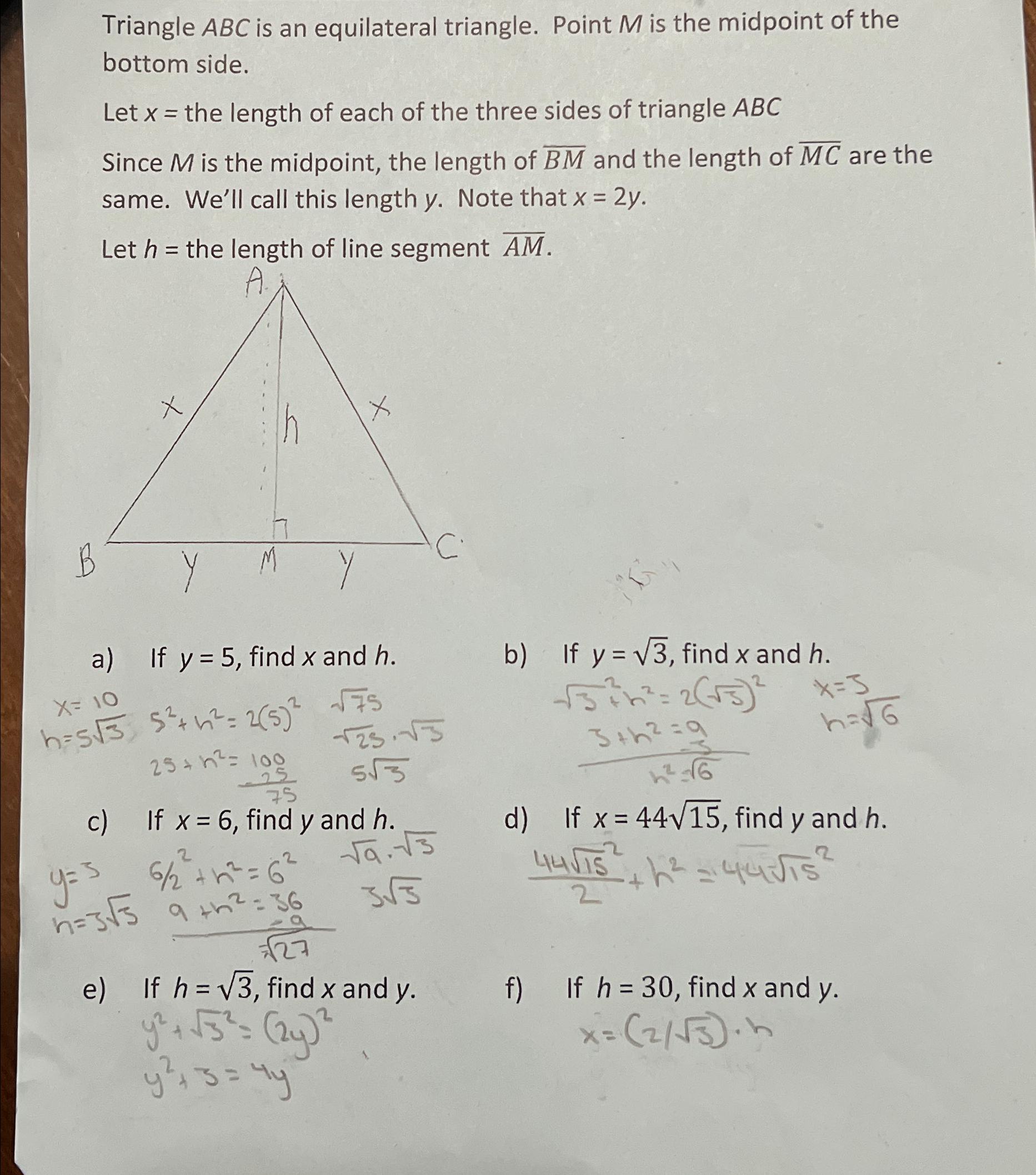Solved Triangle ABC is an equilateral triangle. Point M ﻿is | Chegg.com