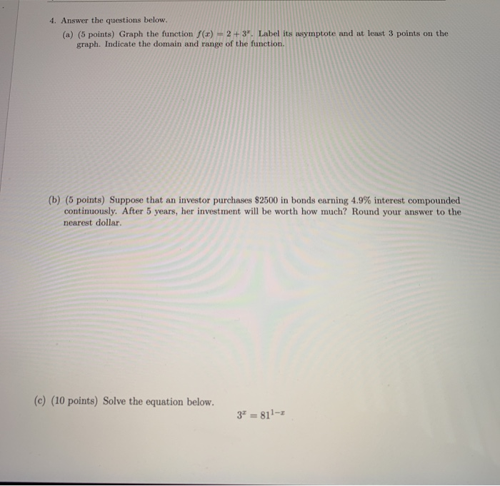 Solved 4. Answer the questions below. (a) (5 points) Graph | Chegg.com