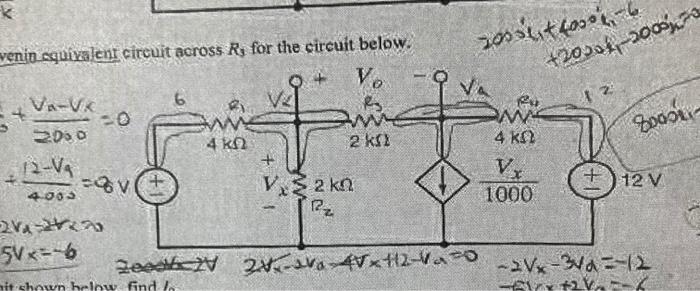 Solved rossut 2000', bo venin equivalent circuit across R, | Chegg.com