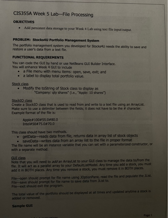 CIS355A Week 5 LabFile Processing OBJECTIVES • Add | Chegg.com