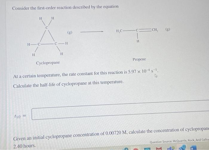 Solved Consider the first-order reaction described by the | Chegg.com