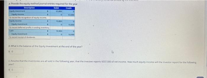 Solved Equity method journal entries with intercompany sales | Chegg.com