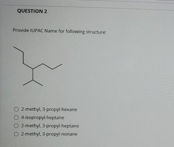 Solved QUESTION 1 What is the IUPAC name of the following | Chegg.com