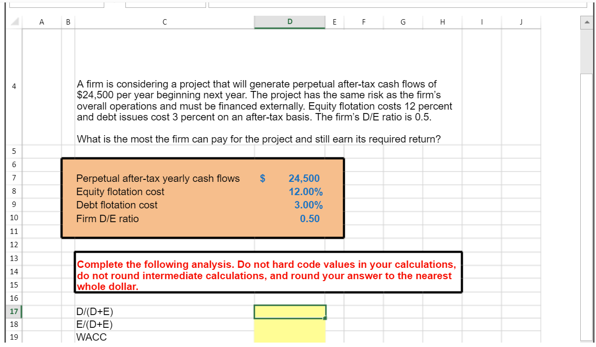 PLEASE LIST ALL ANSWERS AS EXCEL FORMULAS USING | Chegg.com