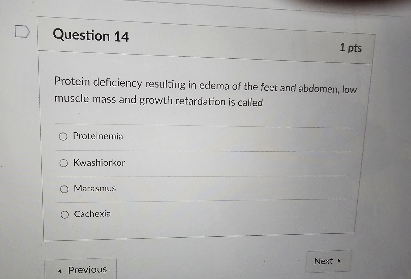 Solved Question 141 ﻿ptsProtein deficiency resulting in | Chegg.com
