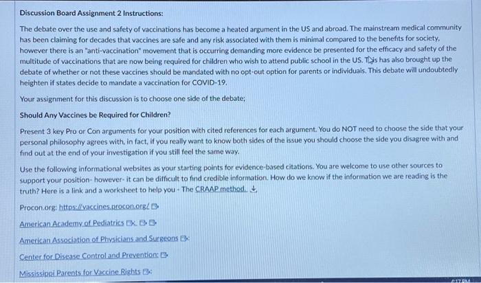 Solved Discussion Board Assignment 2 Instructions: The | Chegg.com