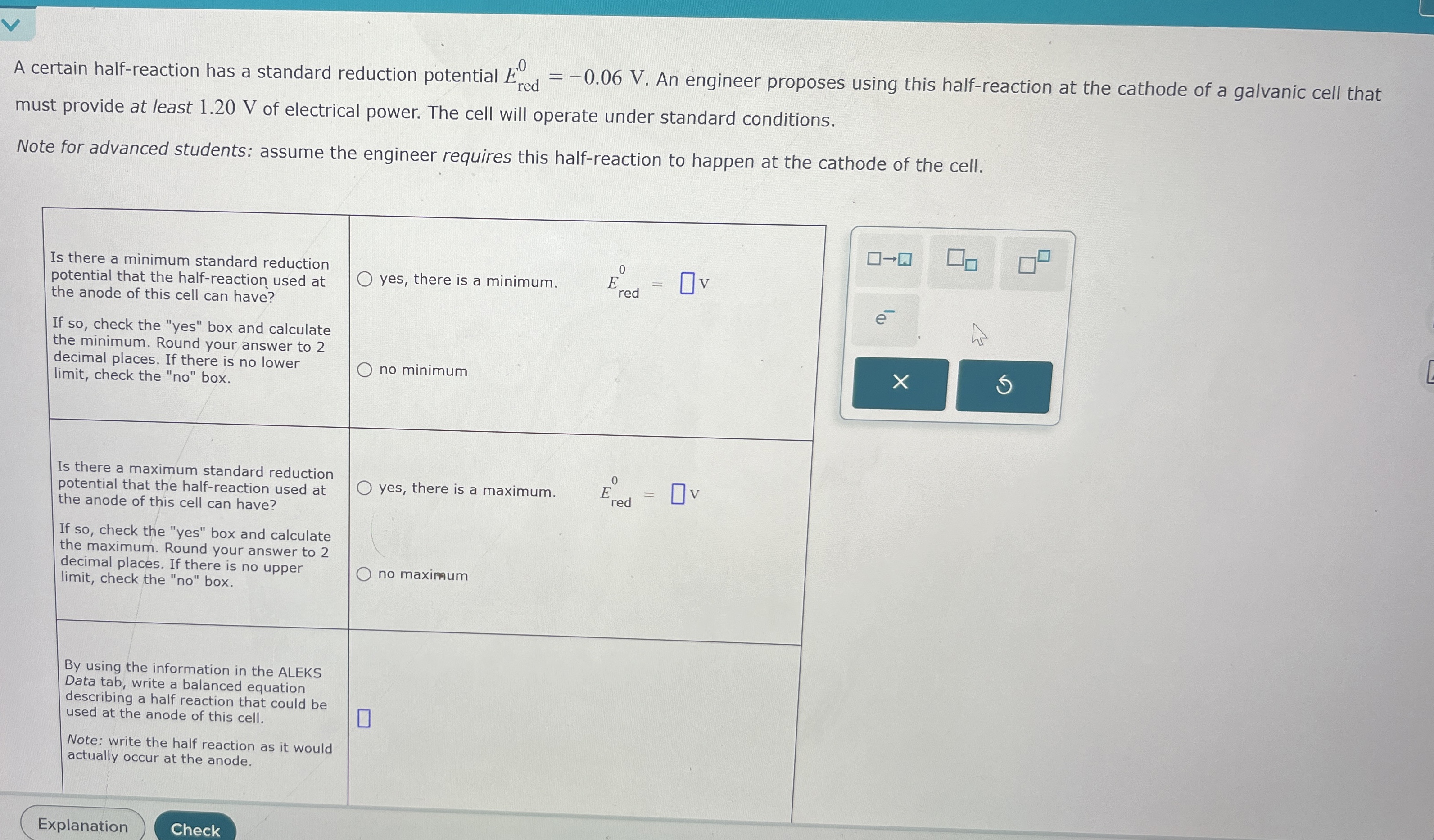 Solved A certain half-reaction has a standard reduction | Chegg.com