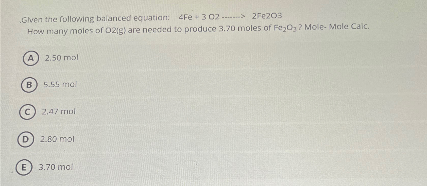 Solved Given the following balanced equation: | Chegg.com