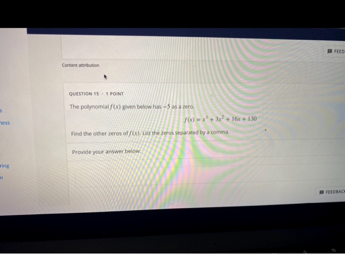 Solved FEEDBA Content attribution QUESTION 13. 1 POINT The | Chegg.com