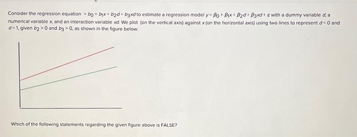 Solved Consider the regression equation =b0+b1x+b2d+b3xd to | Chegg.com