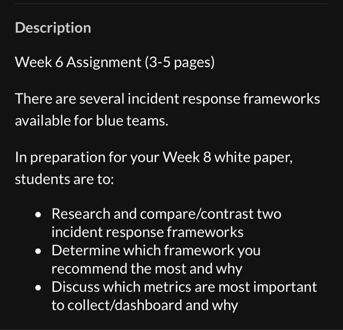 Solved Description Week 6 Assignment (3-5 pages) There are | Chegg.com
