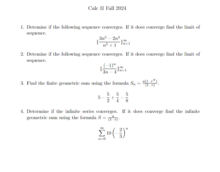 Solved Complete all problems:Detemine if the following | Chegg.com