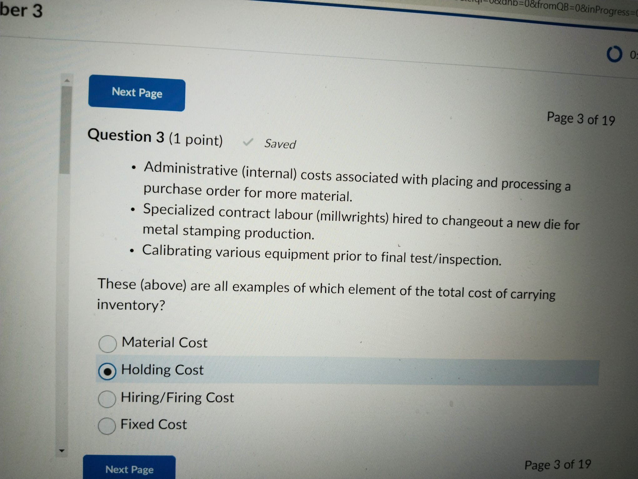 Solved Question 3 (1 ﻿point)Administrative (internal) ﻿costs | Chegg.com