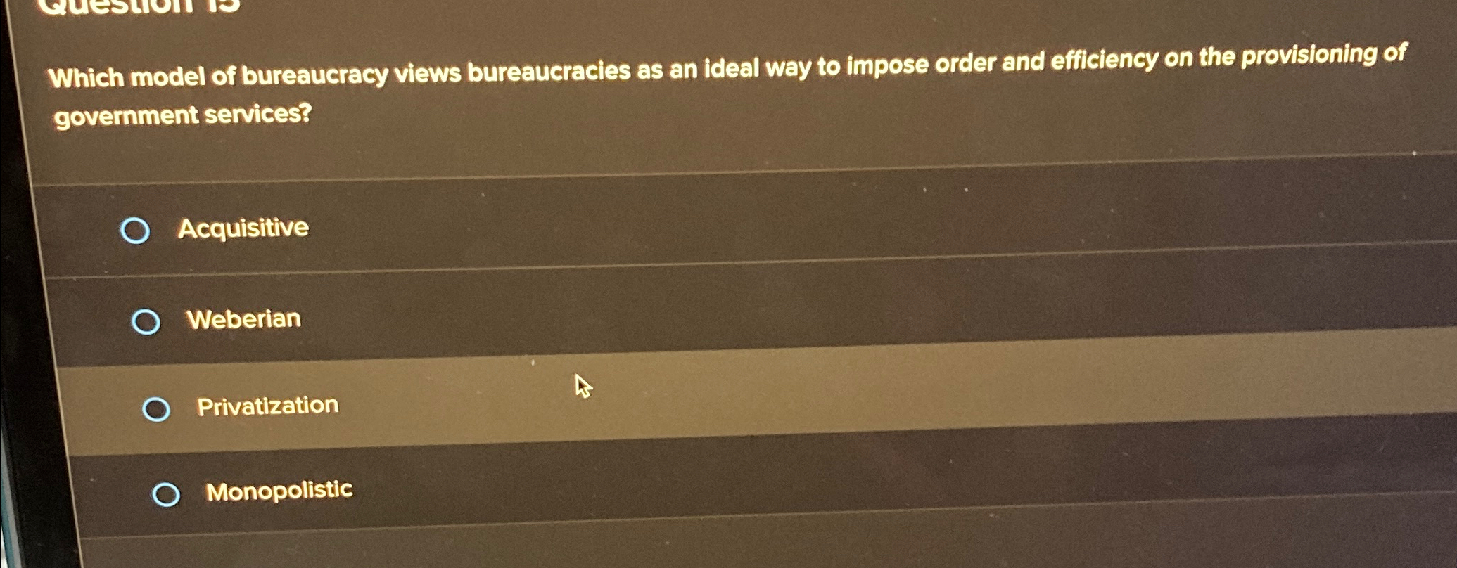 Solved Which model of bureaucracy views bureaucracies as an | Chegg.com