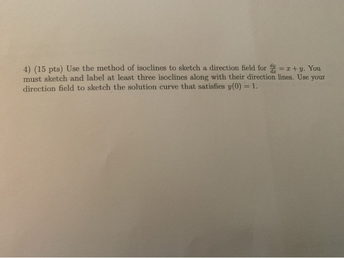 Solved 4) (15 pts) Use the method of isoclines to sketch a | Chegg.com