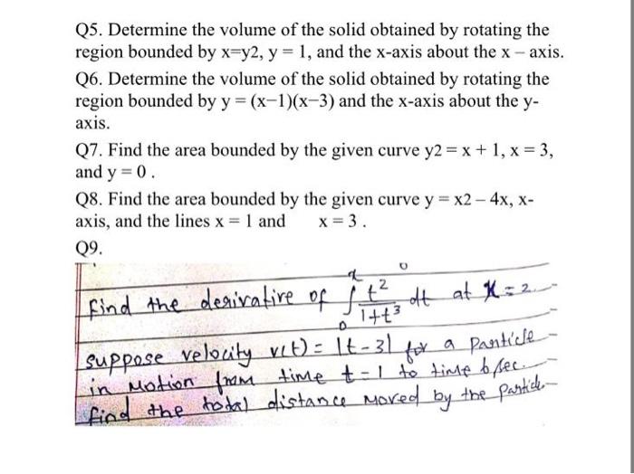 Solved Q5. Determine the volume of the solid obtained by | Chegg.com