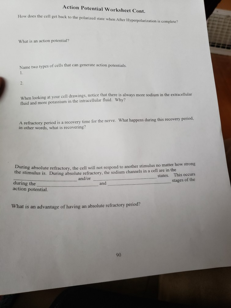 Solved Action Potential Worksheet Cont. How does the cell | Chegg.com