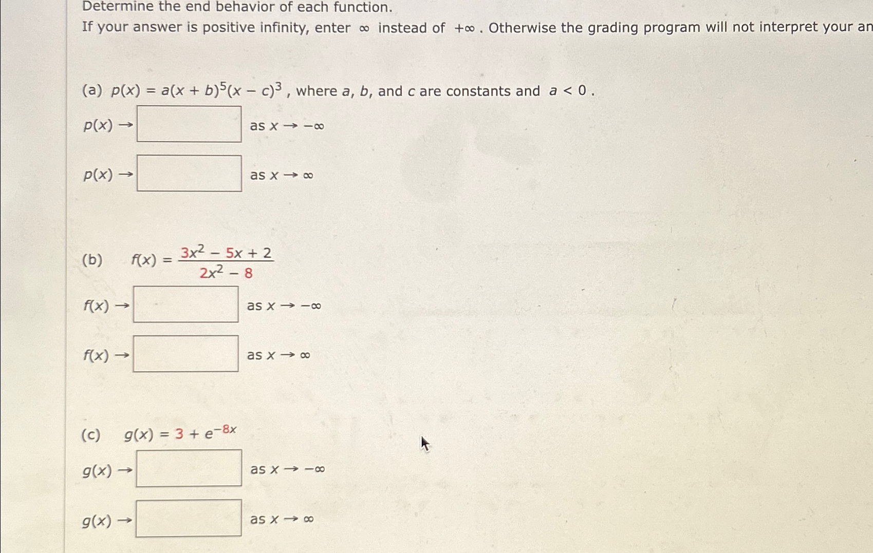 Solved Determine the end behavior of each function.\\nIf | Chegg.com