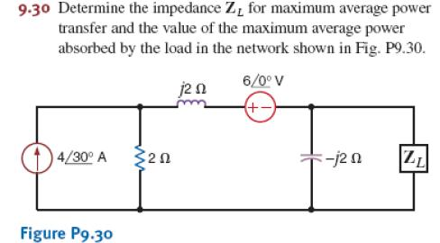 Solved Determine the impedance ZL for maximum average power | Chegg.com