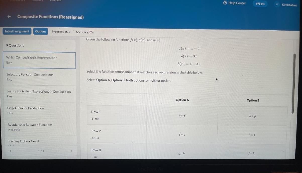 Solved Given the following functions f(x),g(x), and h(x) : 9 | Chegg.com
