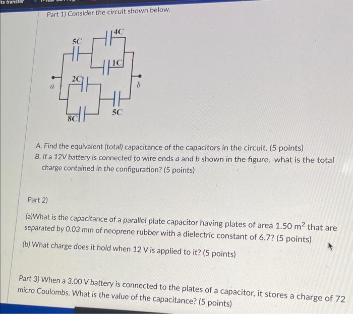 Solved Part 1) Consider the circuit shown below. A. Find the | Chegg.com