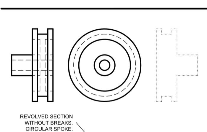 Solved REVOLVED SECTION WITHOUT BREAKS. CIRCULAR SPOKE. | Chegg.com