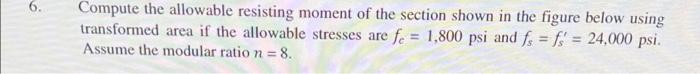 Solved Compute the allowable resisting moment of the section | Chegg.com