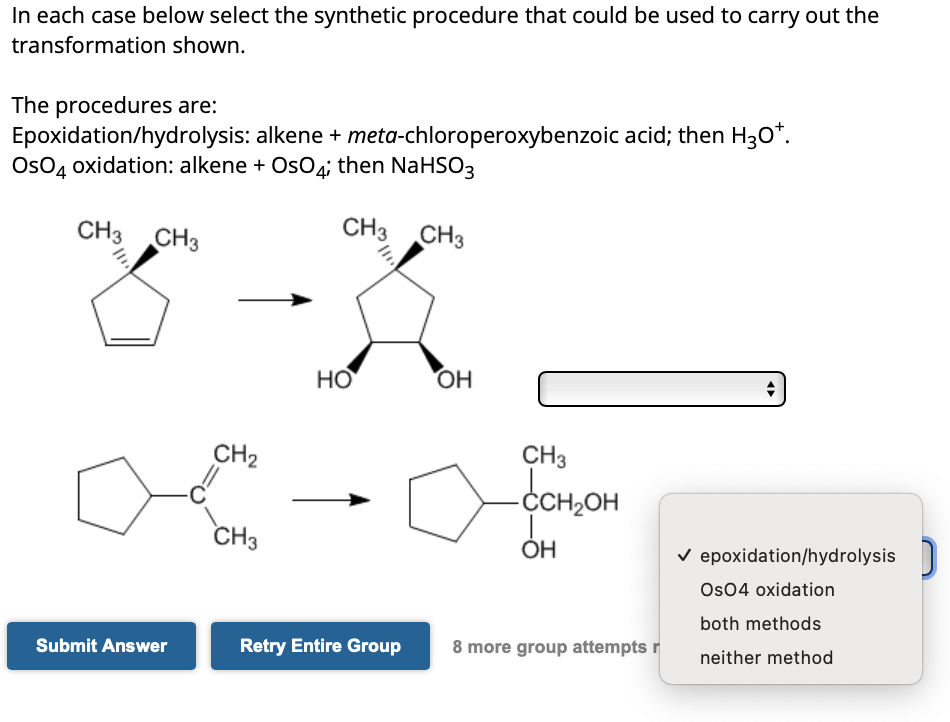 Solved In each case below select the synthetic procedure | Chegg.com