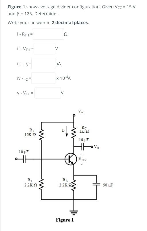 Solved Figure 1 shows voltage divider configuration. Given | Chegg.com