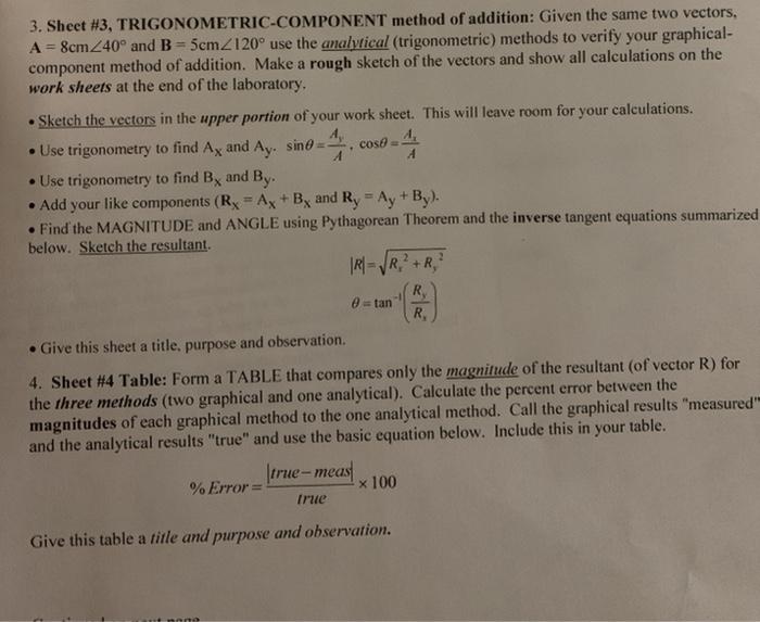 Solved (Ay. sino 3. Sheet #3, TRIGONOMETRIC-COMPONENT method | Chegg.com