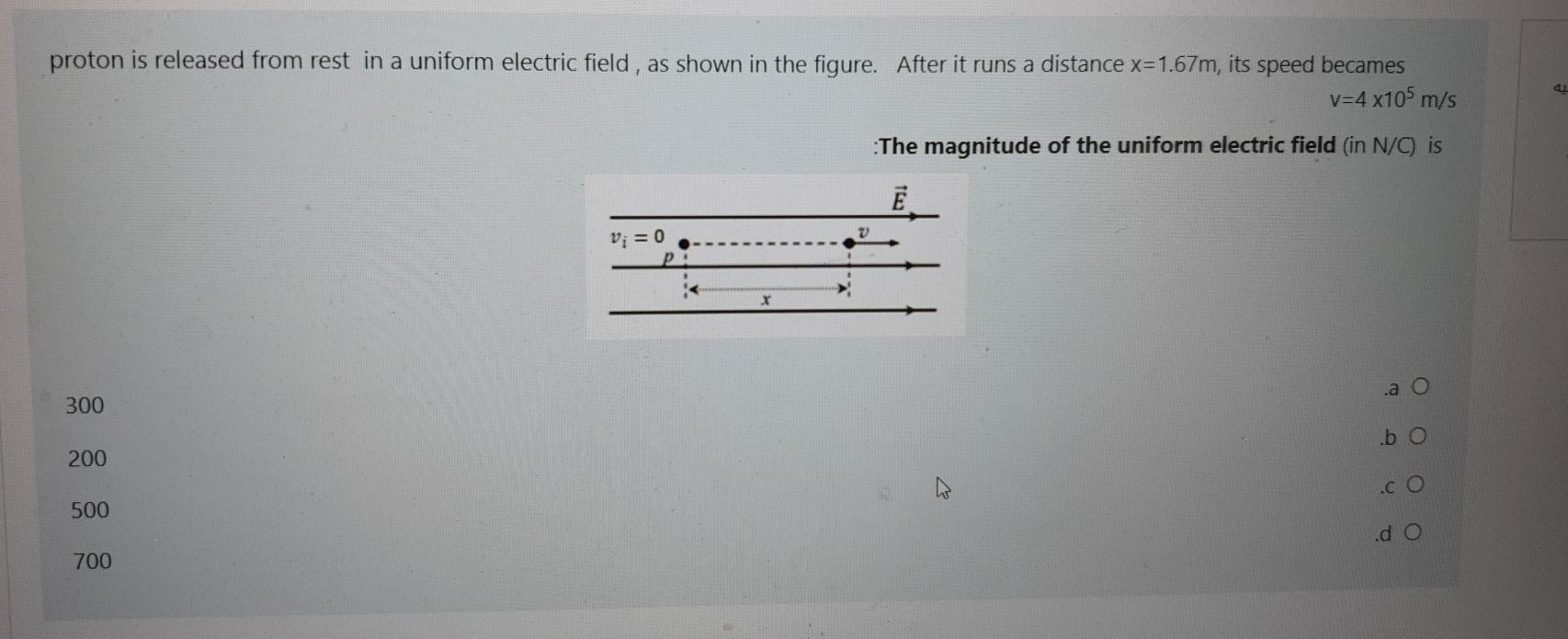 Solved proton is released from rest in a uniform electric | Chegg.com