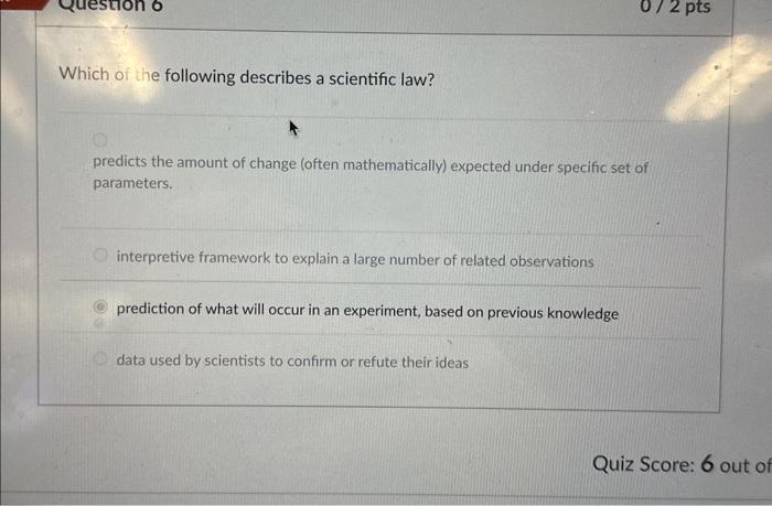 Solved Which of the following describes a scientific law? | Chegg.com