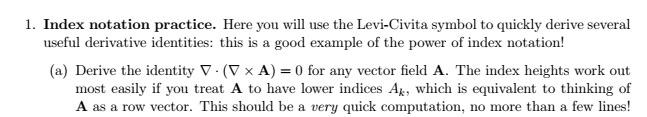 Solved 1. Index notation practice. Here you will use the | Chegg.com