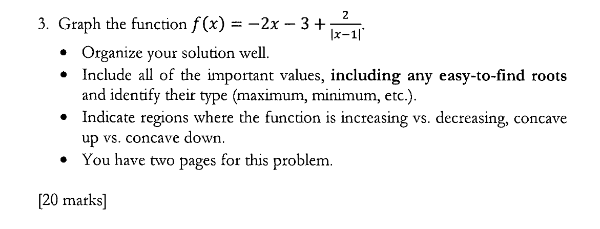 Solved Graph the function f(x)=-2x-3+2|x-1|.Organize your | Chegg.com