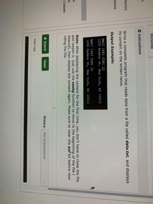 Solved WorkArea Instructions Jectors Write a complete | Chegg.com