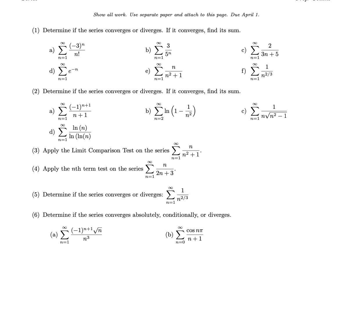 Show all work. Use separate paper and attach to this | Chegg.com