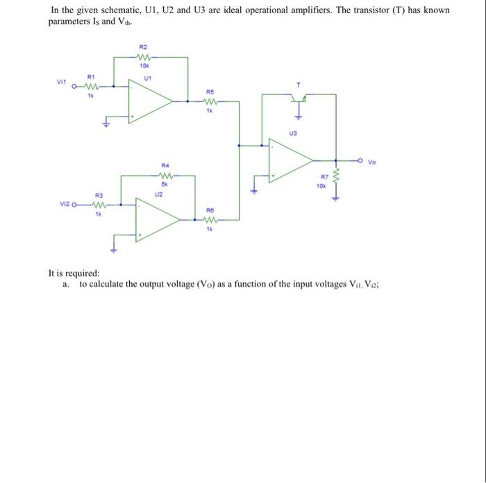 Solved Urgent! In the given schematic, U1, U2 and U3 are | Chegg.com