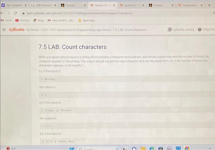 Solved y cscc cougarwe X M Gmail CS Self-Service (C X 73°F | Chegg.com