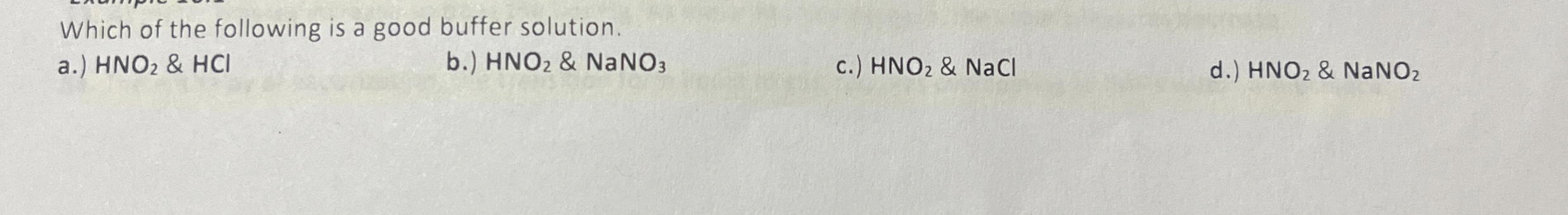 Solved Which of the following is a good buffer | Chegg.com