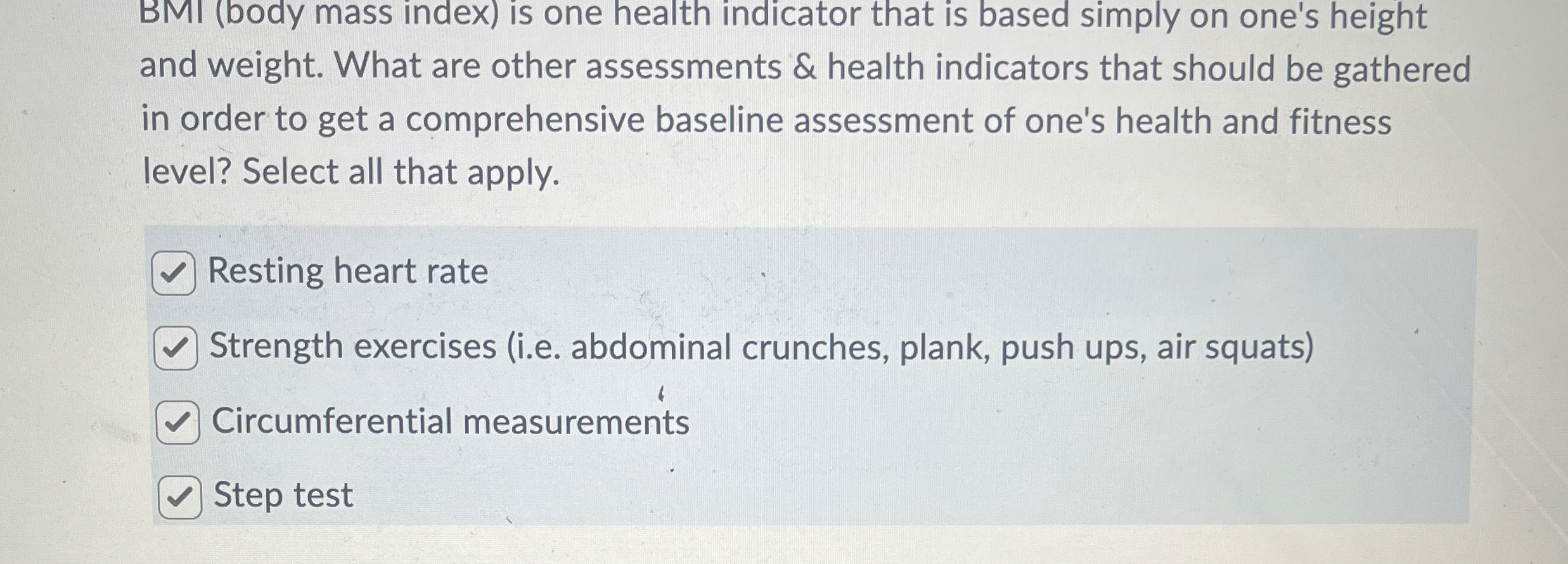 Solved BMI (body mass index) ﻿is one health indicator that | Chegg.com