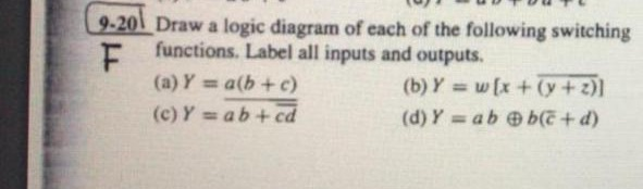 Solved UUTUU 9.201 Draw a logic diagram of each of the | Chegg.com