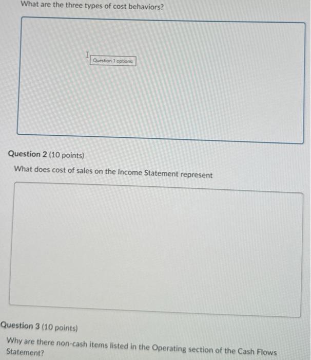 Solved What are the three types of cost behaviors? Question | Chegg.com
